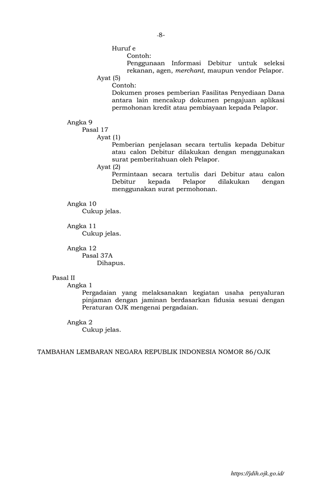 POJK No. 11 Tahun 2024 Pelaporan Dan Permintaan Informasi Debitur ...